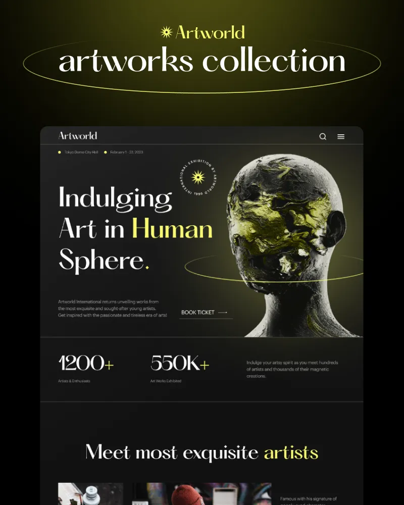 Artworld Art Collection Landing Page - VisualTap