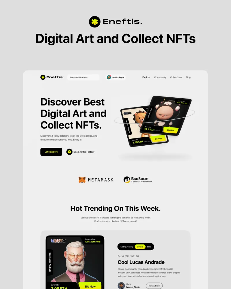Eneftis NFT Collection Landing Page - VisualTap