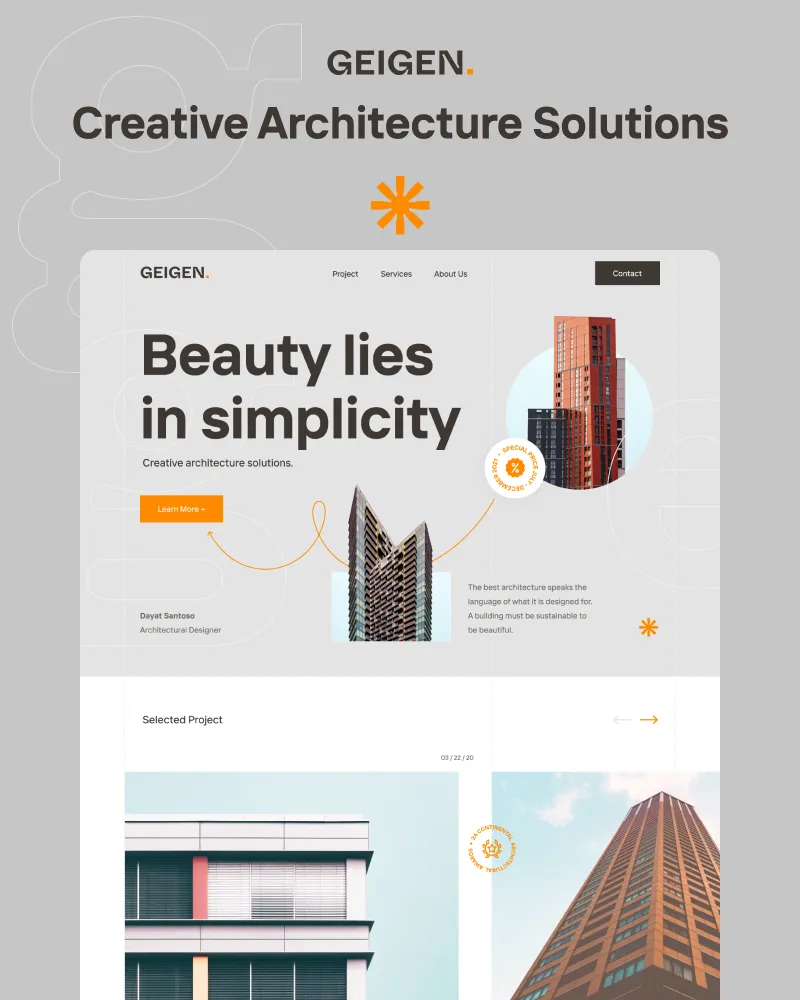 Geigen Architects Landing Page - VisualTap