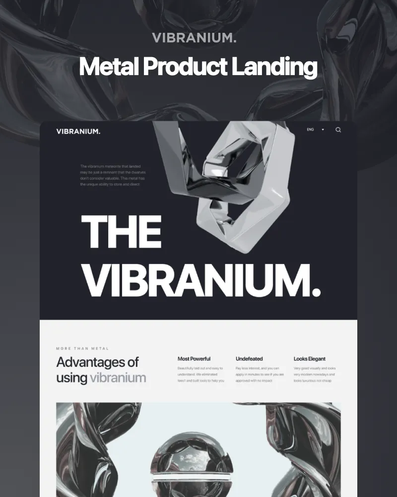 Vibranium Metal Product Landing Page - VisualTap