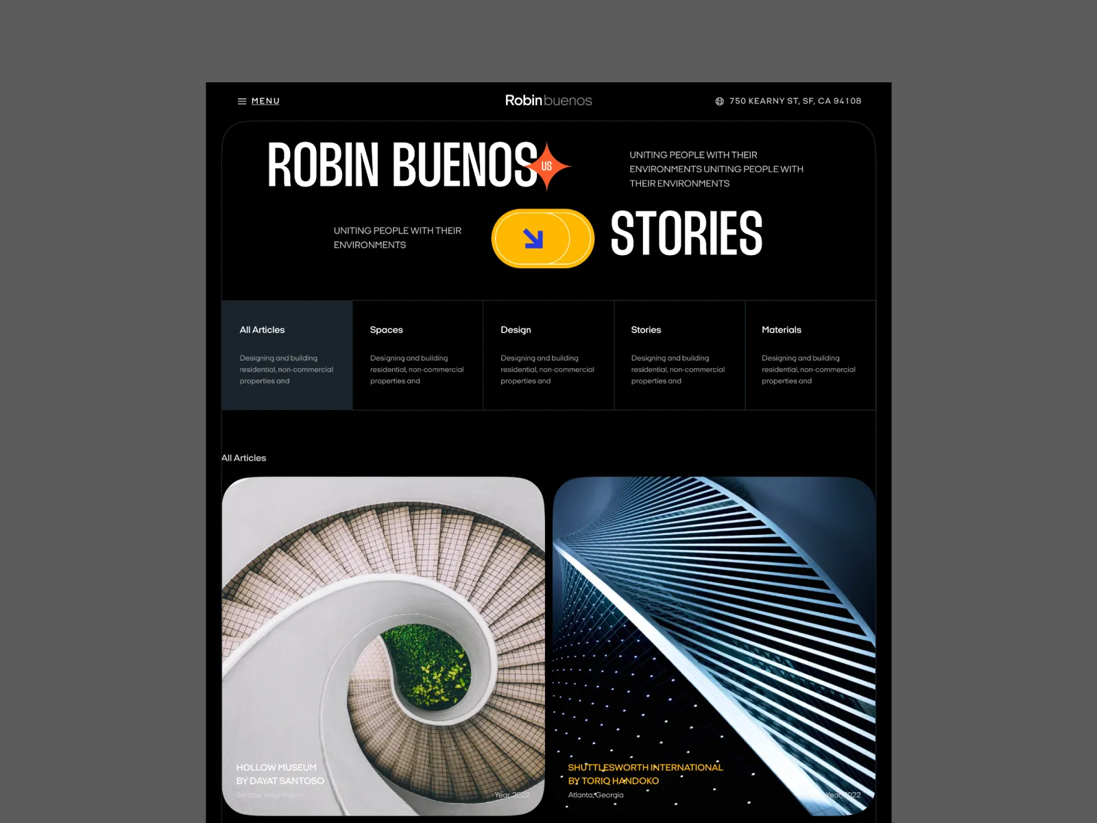 Robin Buenos Architects Landing Page - VisualTap