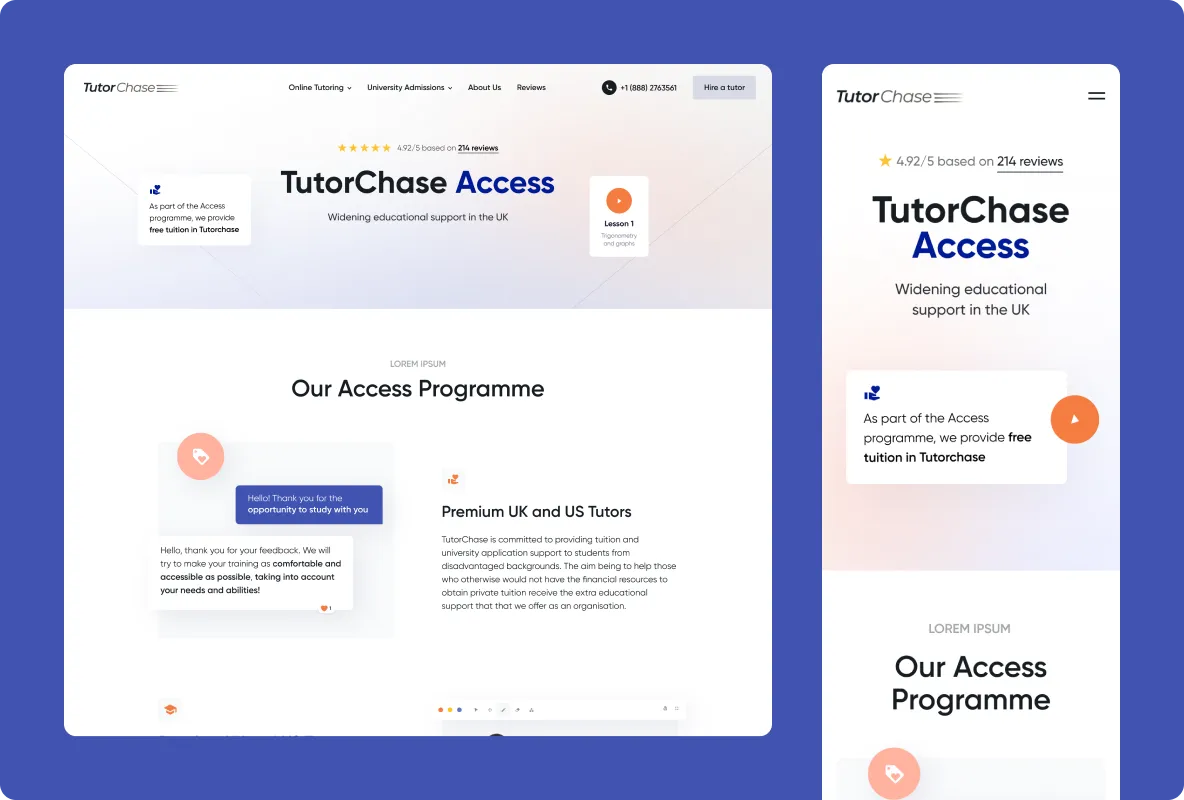 Learning UI/UX design and development for TutorChase — Halo Lab