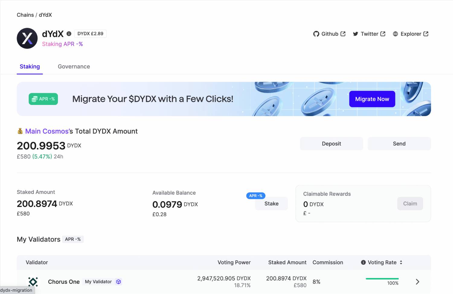 Stake DYDX with Chorus One | DYDX Staking Rewards Calculator