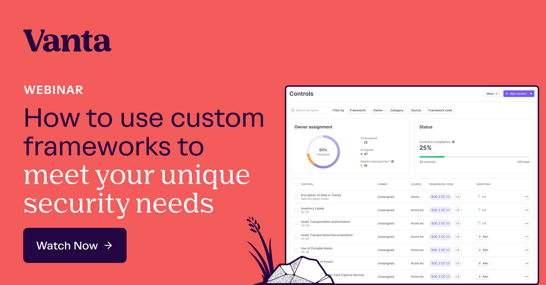 Create custom compliance and privacy frameworks - Vanta