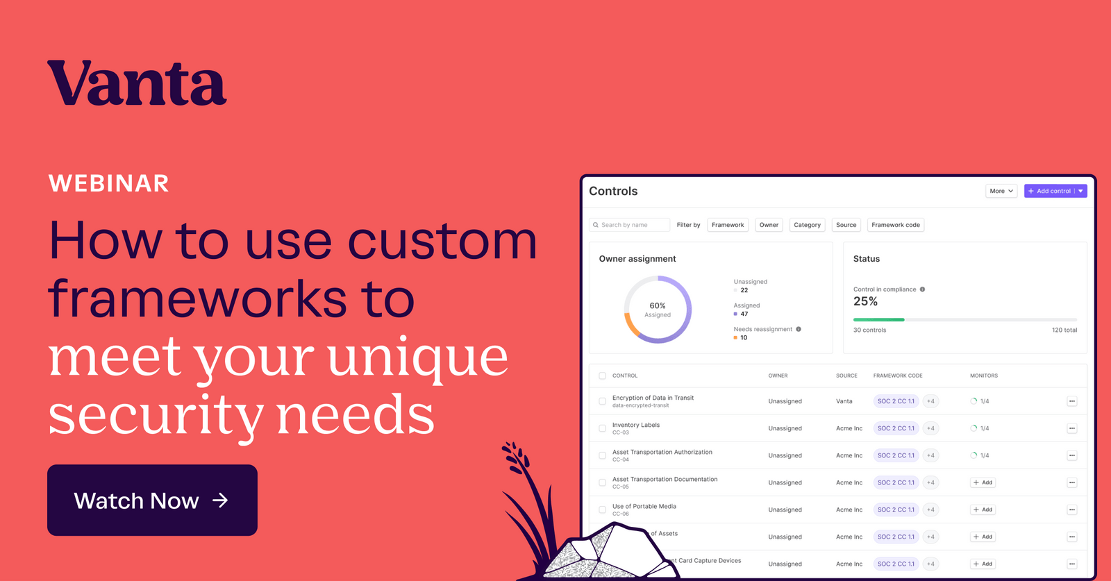 Create custom compliance and privacy frameworks - Vanta