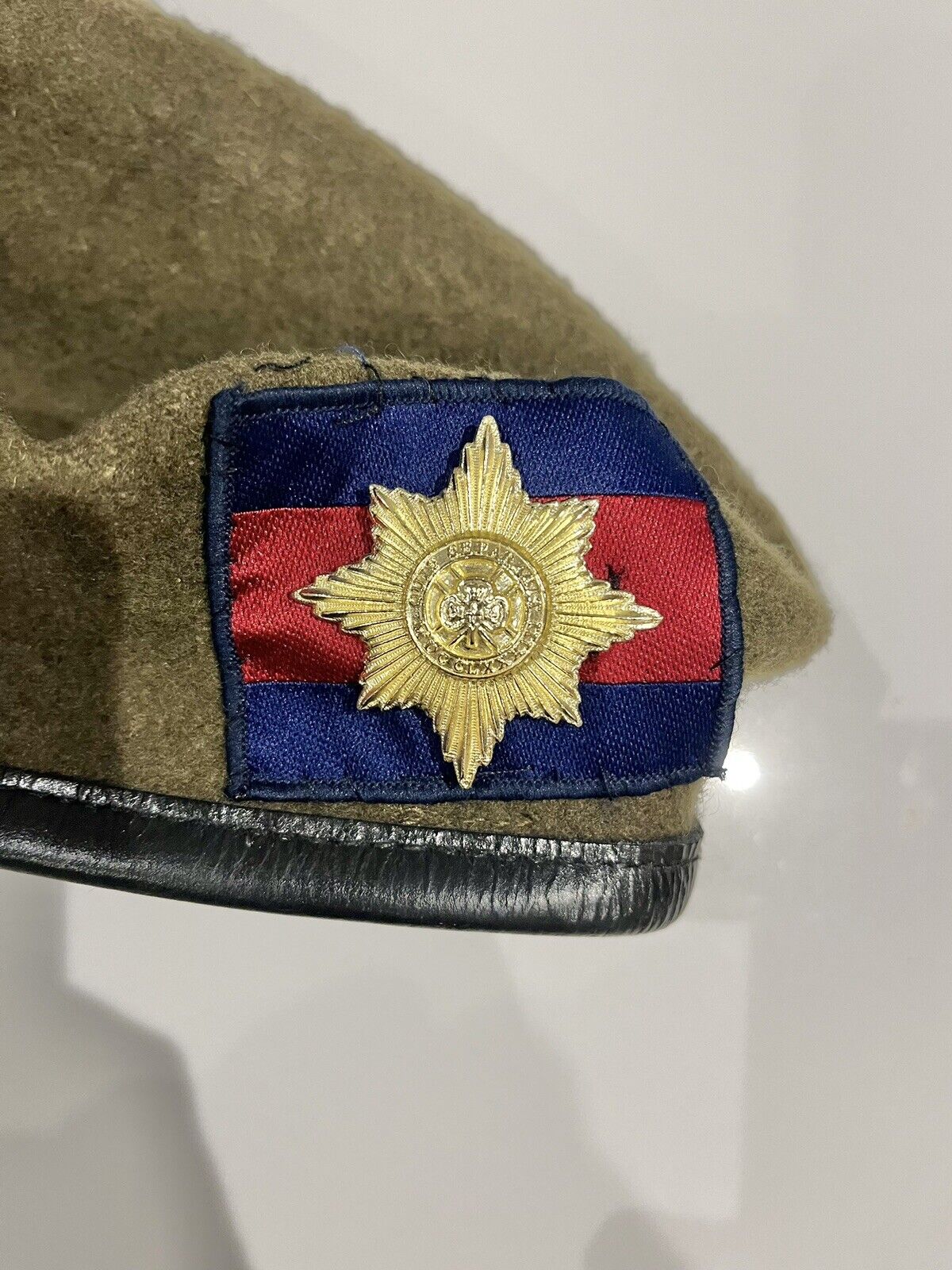 British Army Irish Guards Beret & Brass Cap Badge. Size 55-56
