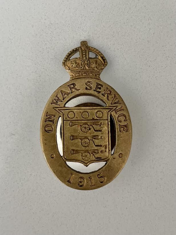On War Service 1915 Lapel Badge Maker Marked JR Gaunt London