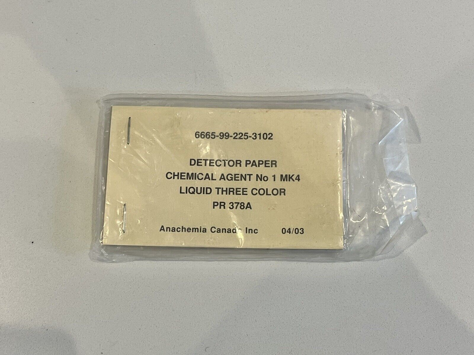 No1 Mk4 Three Colour Chemical Agent Detection / Detector Paper