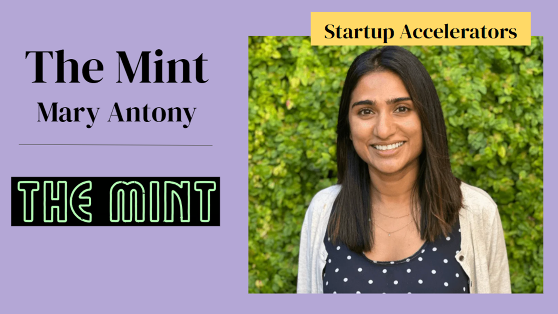 Mary Antony on The Mint