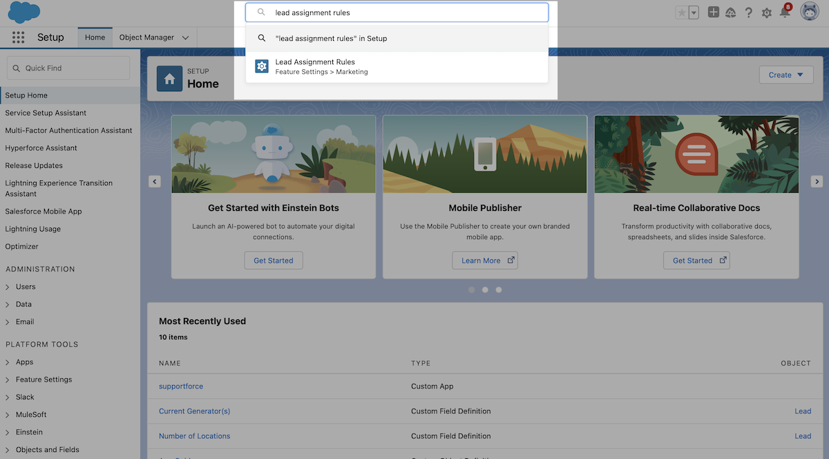 Set up lead assignment rules for lead routing in Salesforce