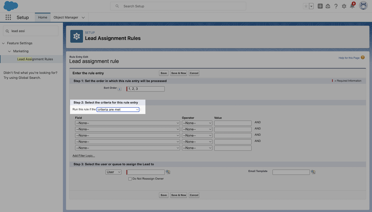 Set up lead assignment rules for lead routing in Salesforce