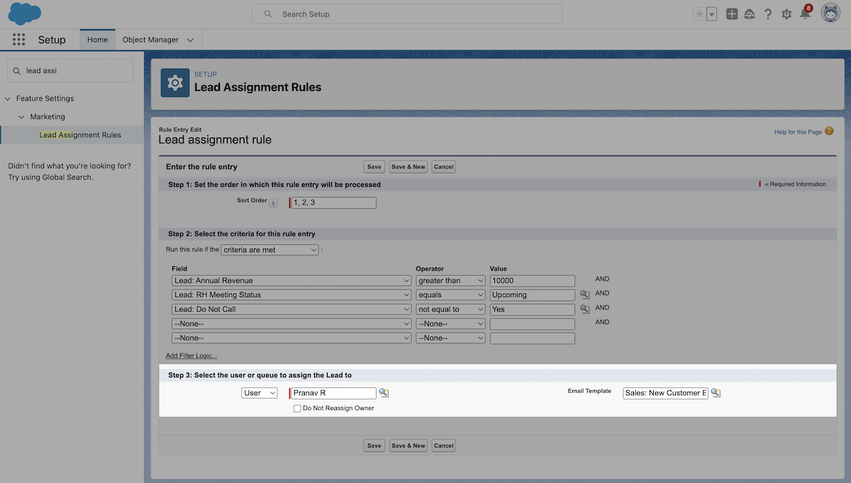 Set up lead assignment rules for lead routing in Salesforce