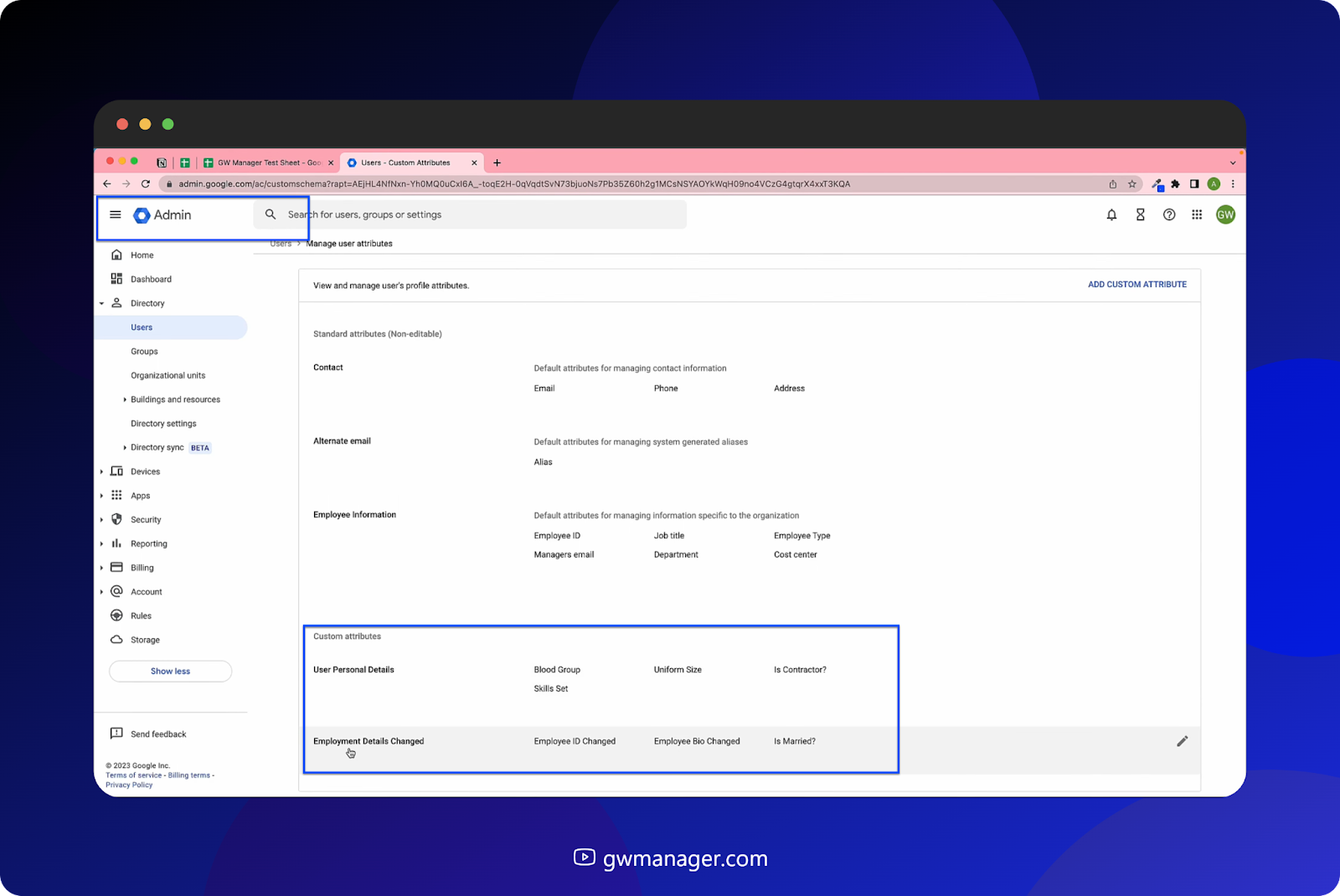 Update Google Workspace Custom Schema with GW Manager