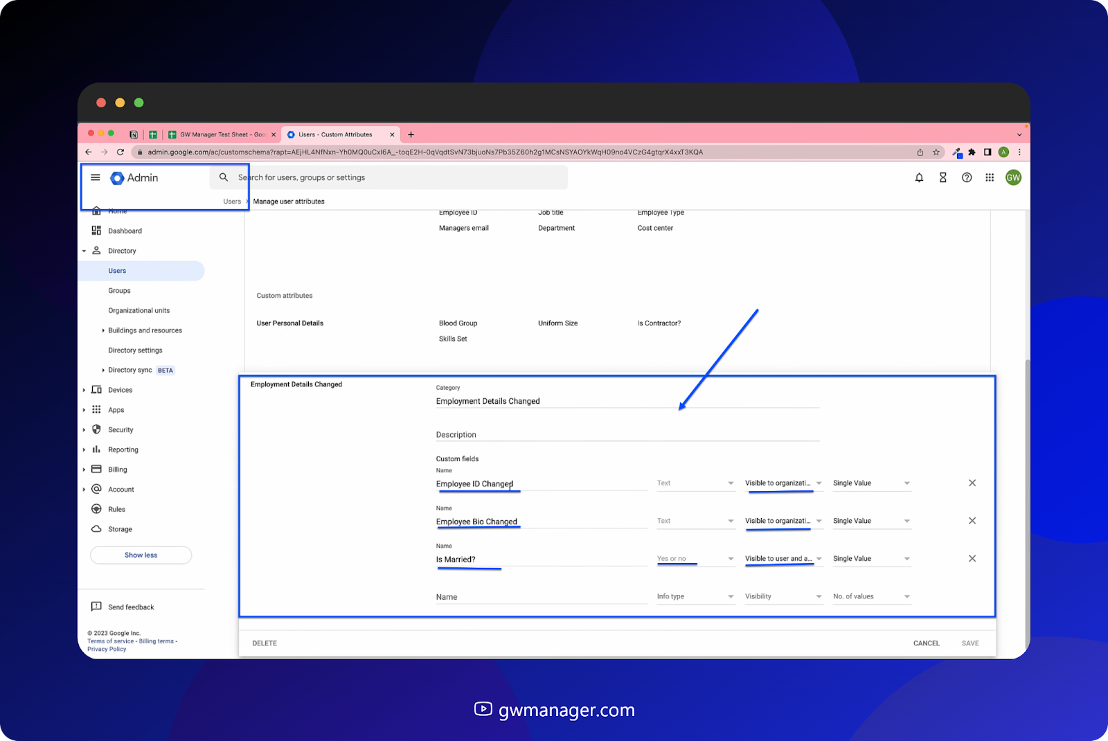 Update Google Workspace Custom Schema with GW Manager