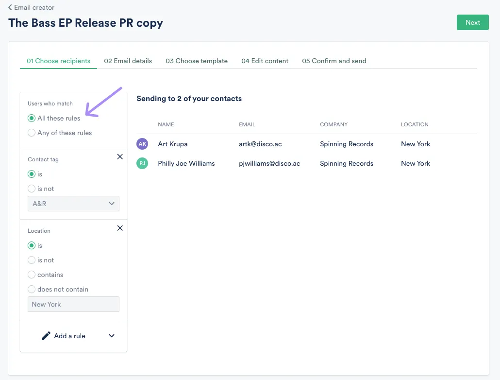 Email Creator Campaign Setup