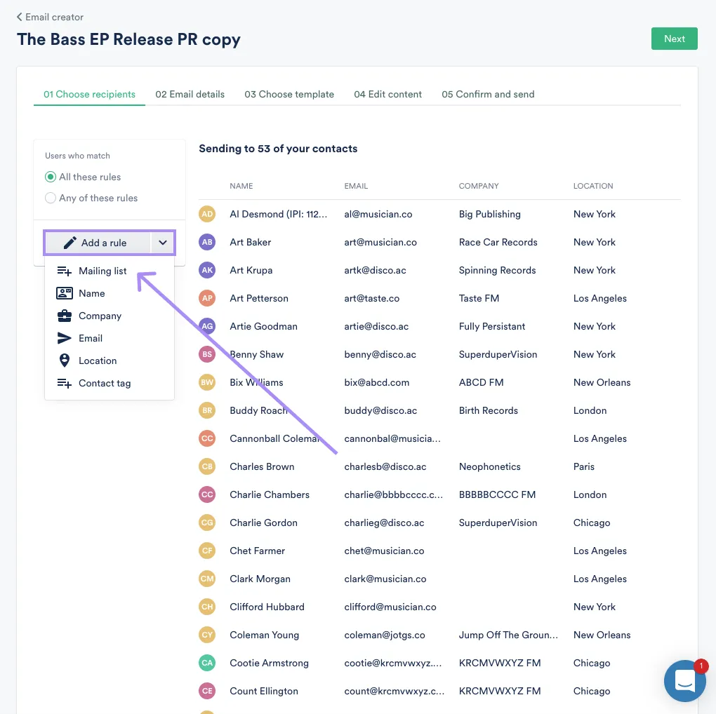 Email Creator Campaign Setup