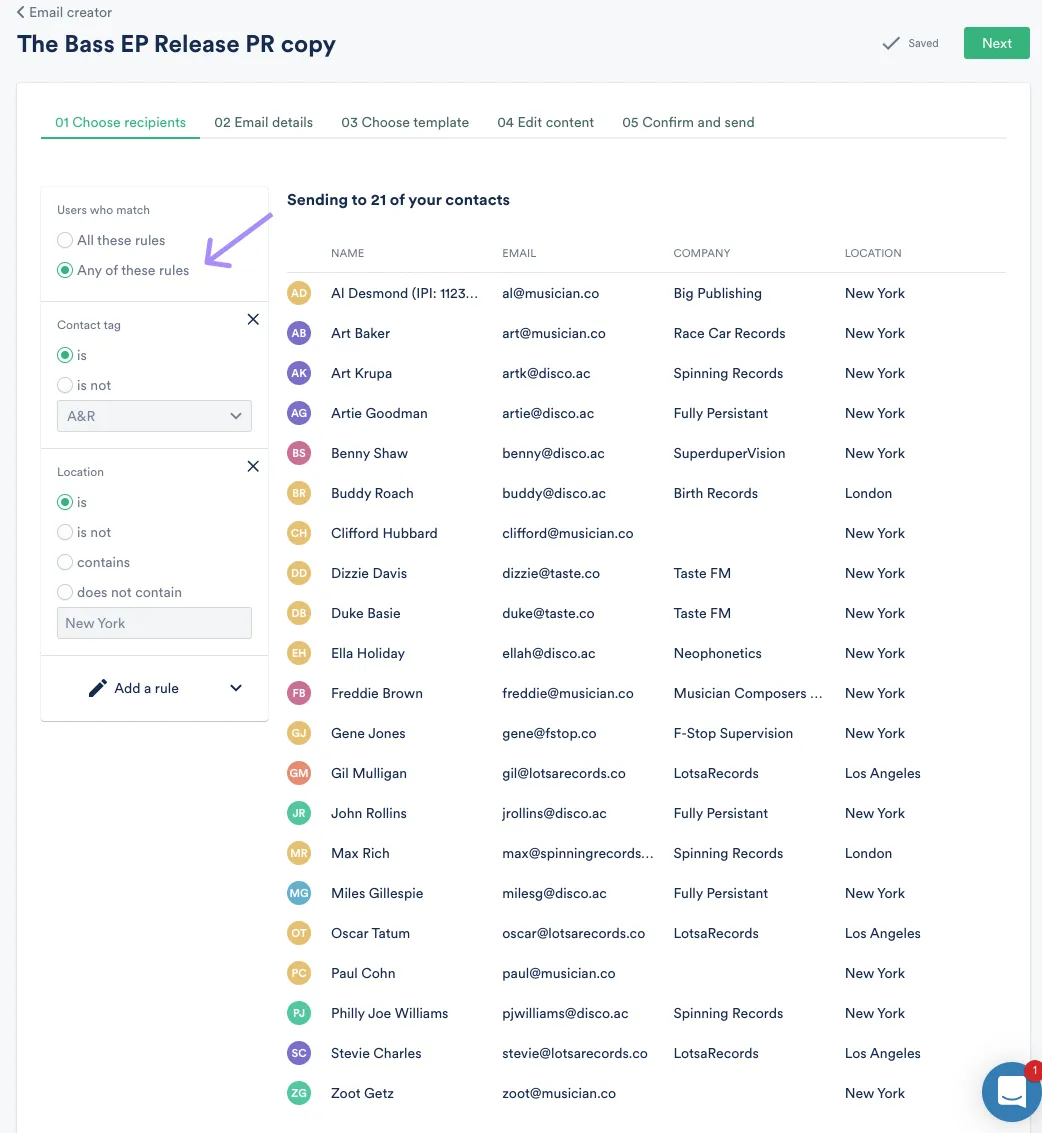 Email Creator Campaign Setup