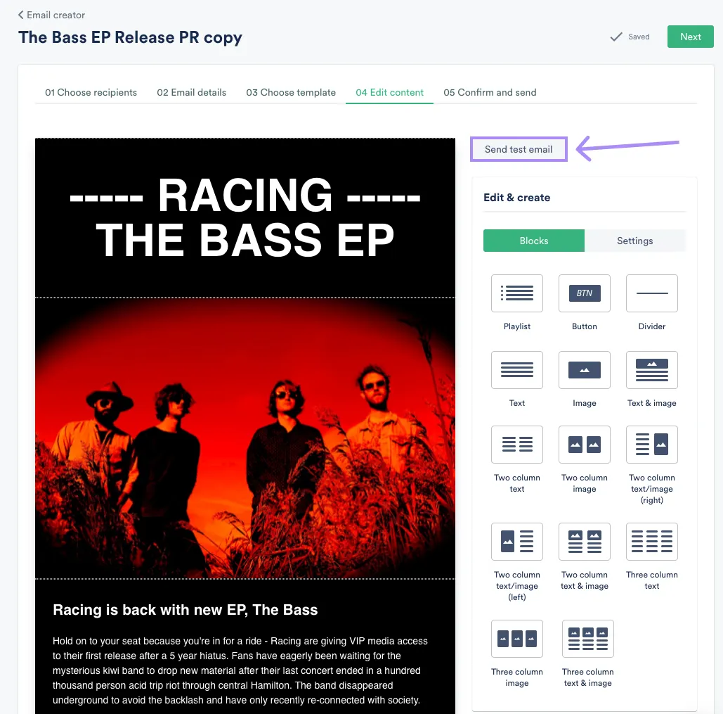 Email Creator Campaign Setup