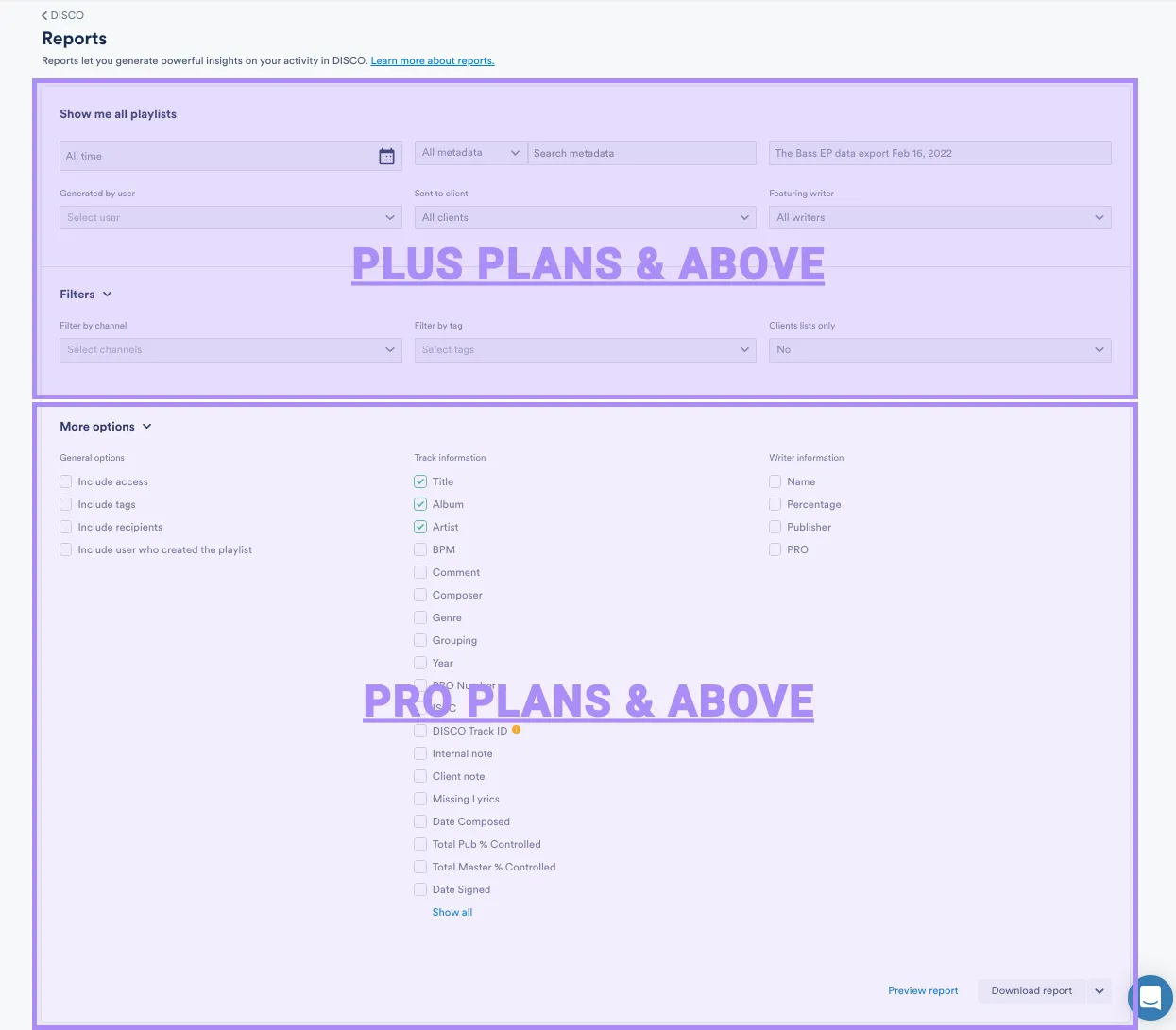 Reporting Limitations By Plan Type