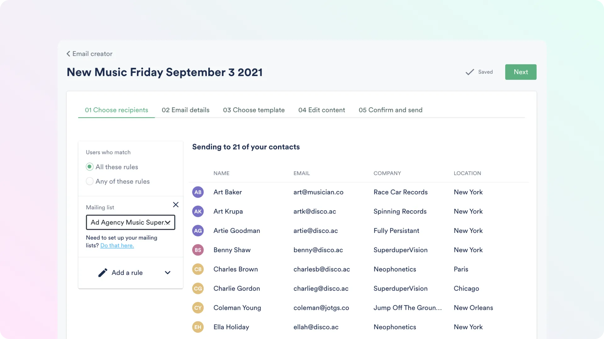 Email Creator Campaign Setup