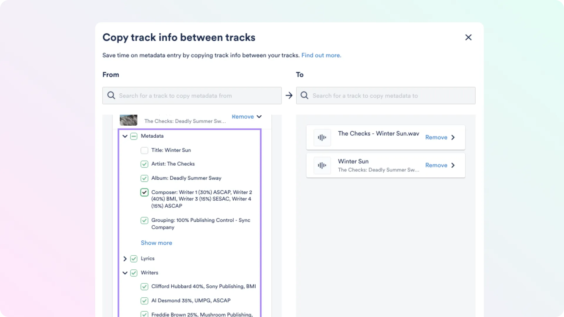 Copy Track Info & Metadata Between Tracks