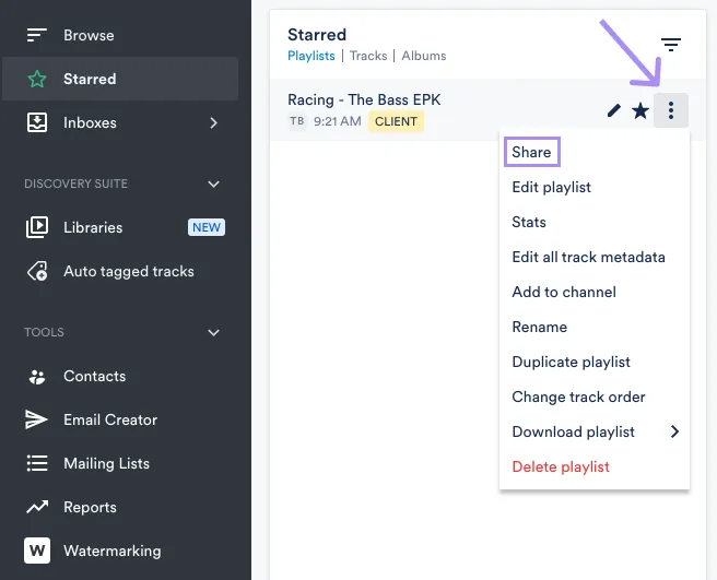 Playlist Sharing Options