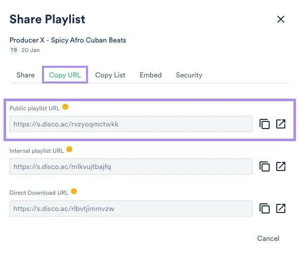 Playlist Sharing Options