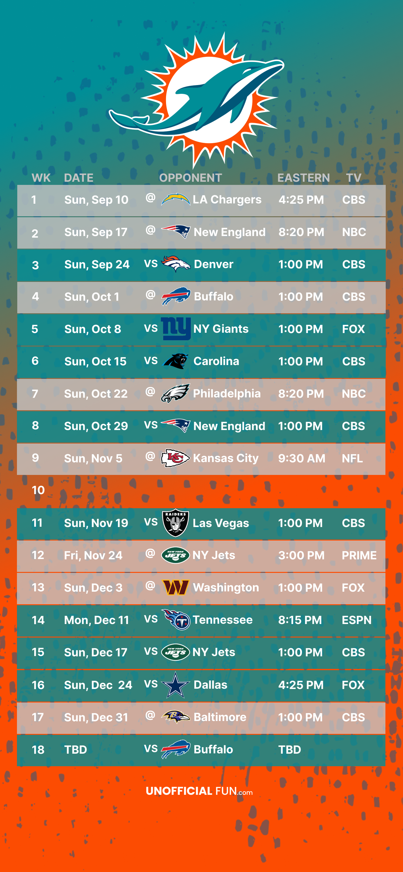 Miami Dolphins Wallpaper Schedule for your Lock Screen