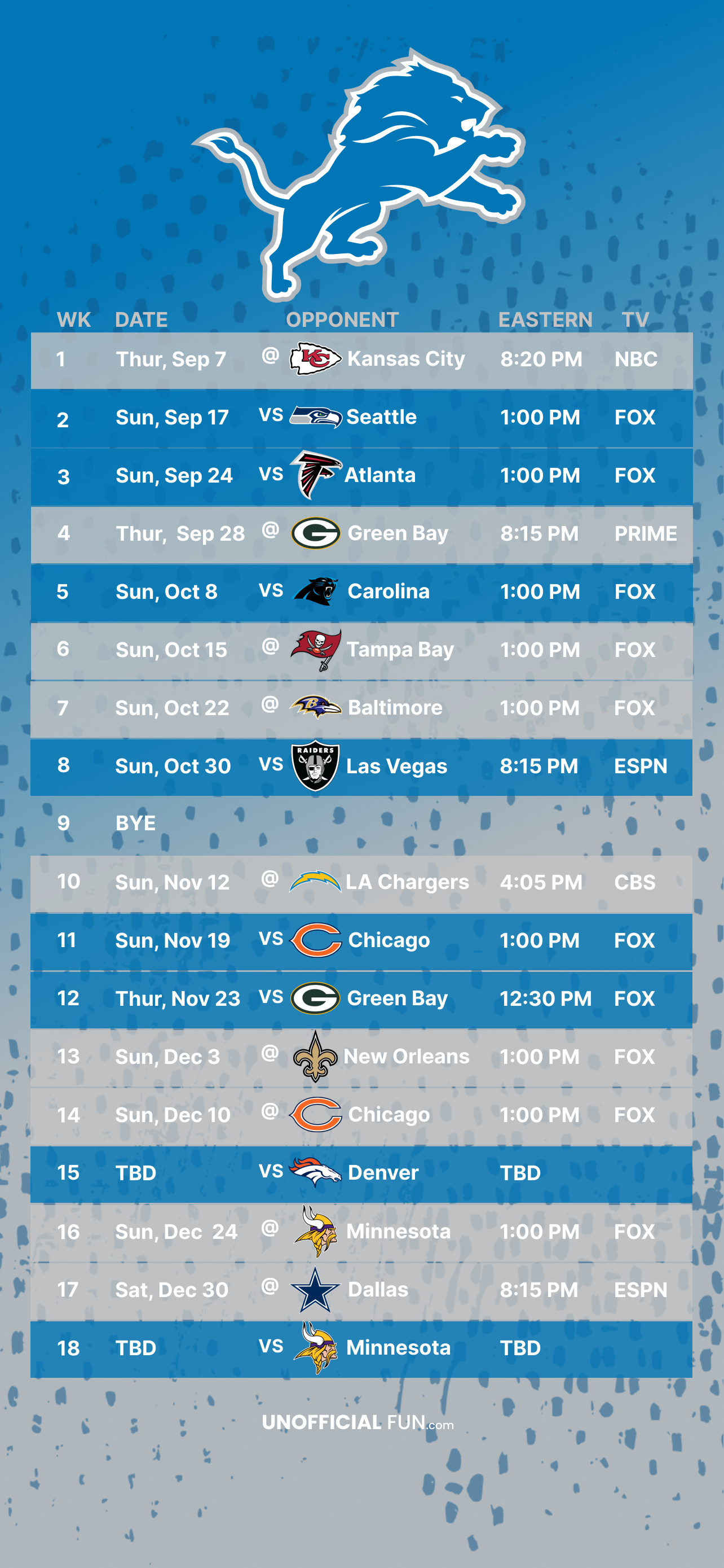 Detroit Lions Wallpaper Schedule for your Lock Screen