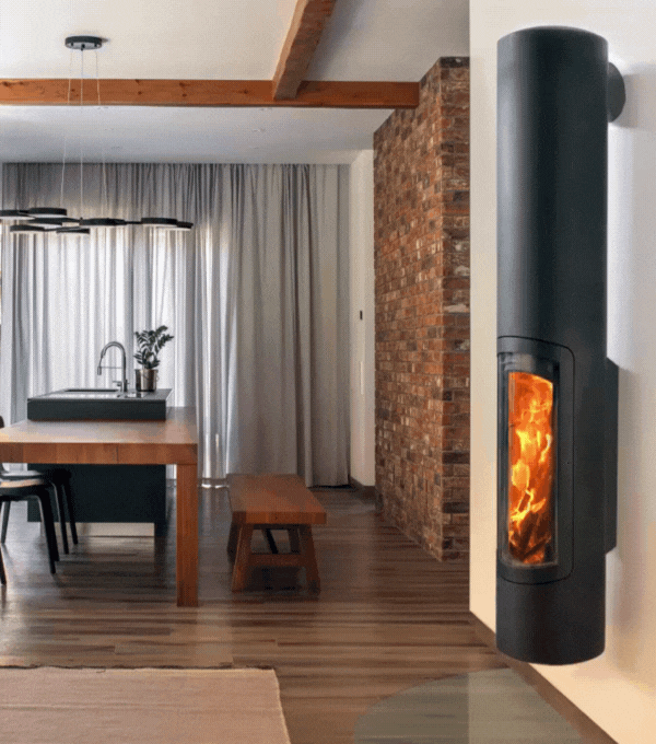 Slimfocus Wall-Mounted Wood Burning - Designer Fireplace - Caleo Ltd