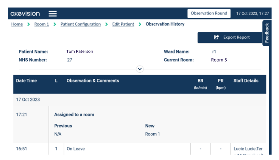 How to view and export a patient's Observation History | OxeAcademy