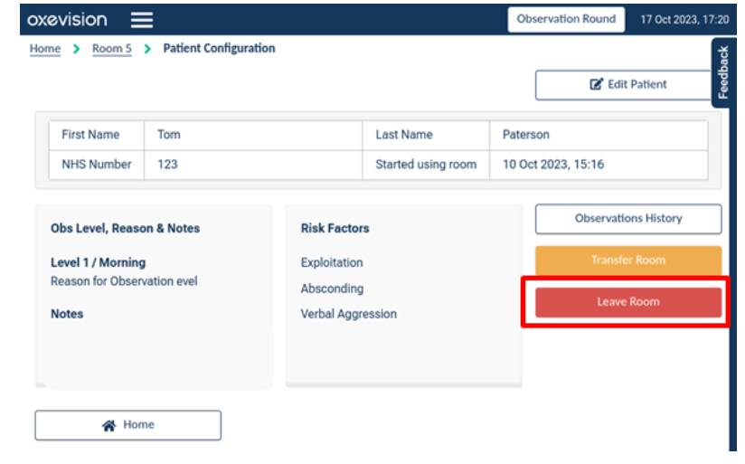How to remove a patient from an Oxevision room | OxeAcademy