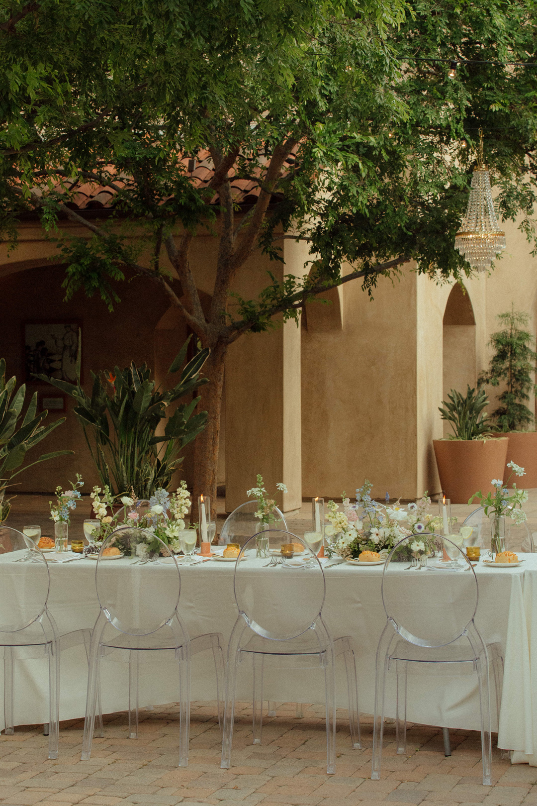 Pastel Wedding Reception in the Serra Plaza Courtyard | Serra Plaza