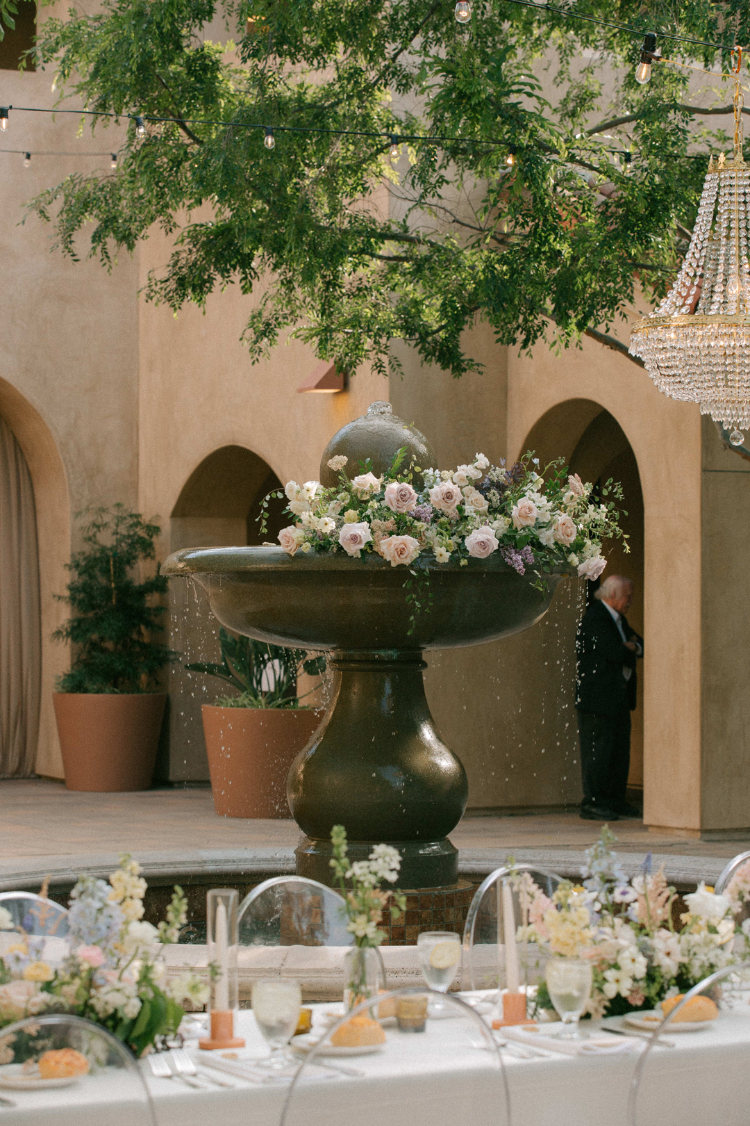 Pastel Wedding Reception in the Serra Plaza Courtyard | Serra Plaza