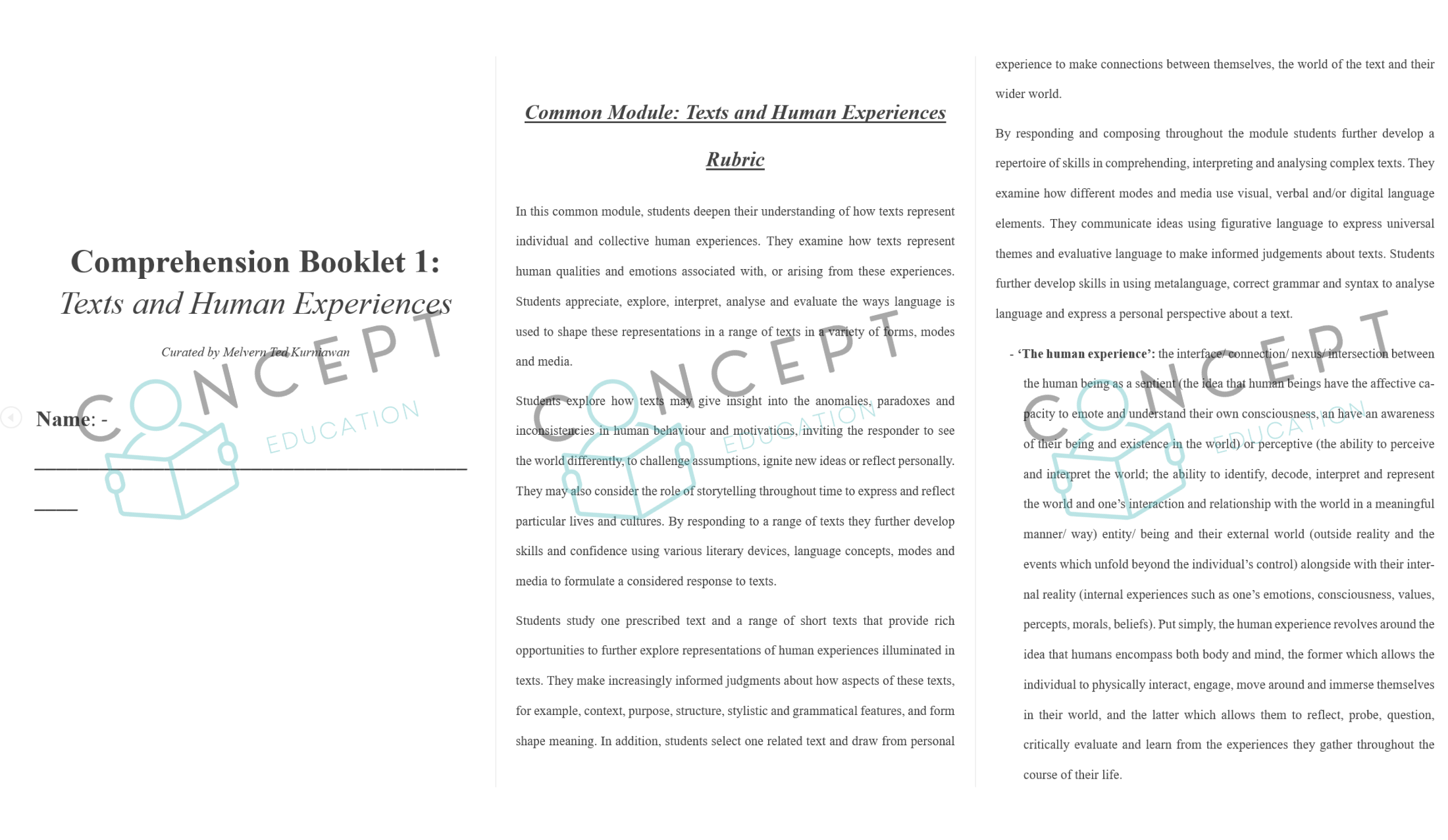 Comprehension Booklet 1 | Concept Education