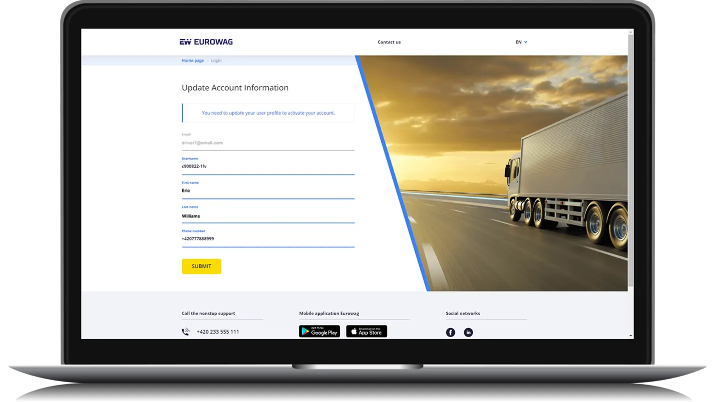 How to configure Eurowag Pay in mobile app