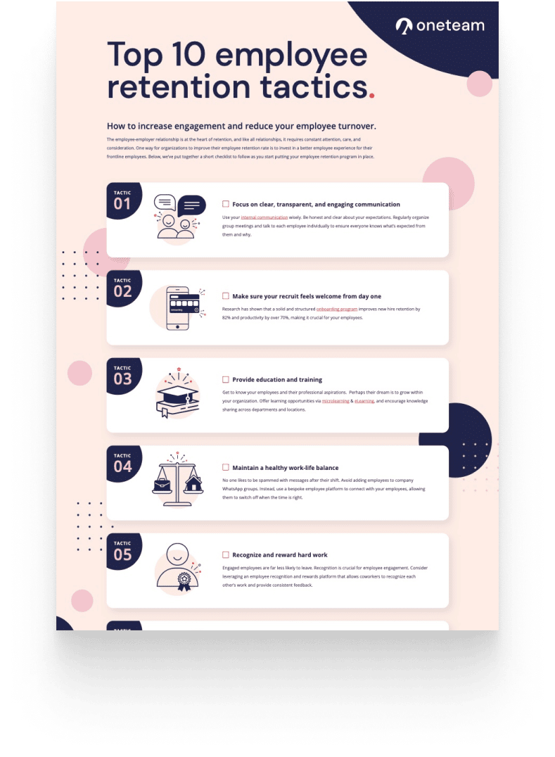 Improve Employee Retention - Oneteam Checklist