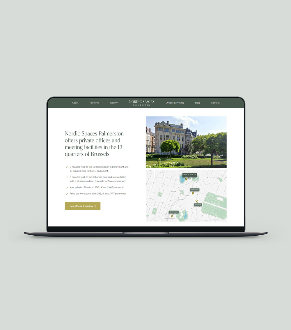 NORDIC SPACES PALMERSTON. Visual concept and identity, Logo, Website