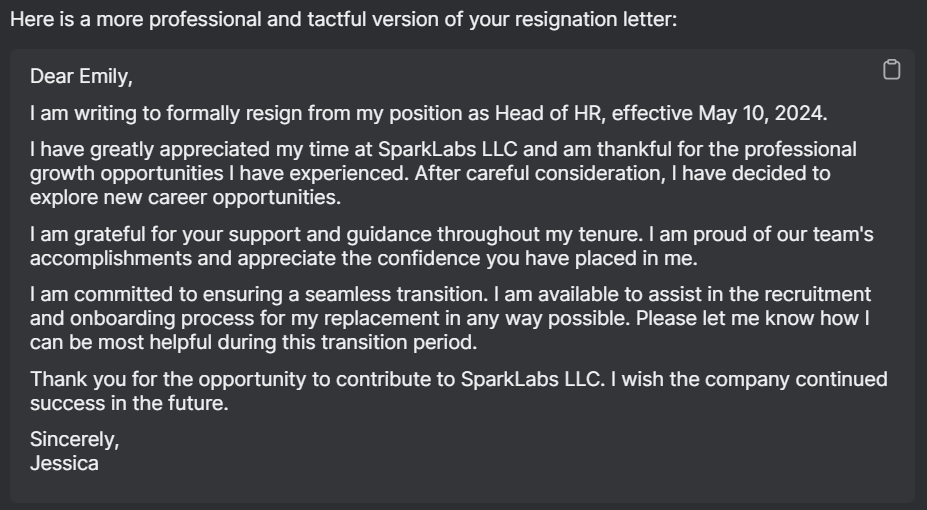 How To Write a Work Resignation Letter Using AI (HyperWrite)