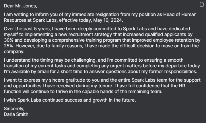 How To Write a Work Resignation Letter Using AI (HyperWrite)