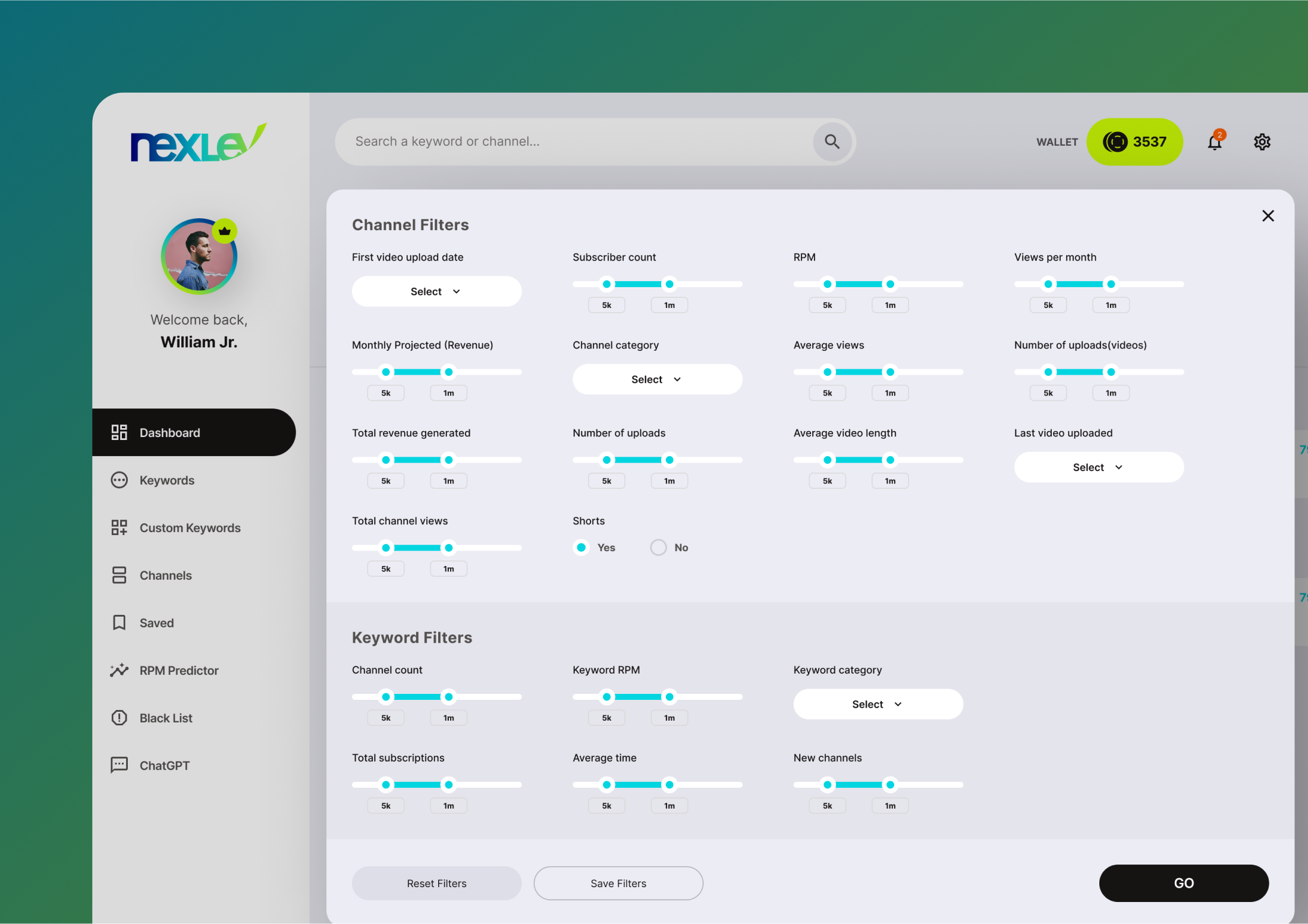 Nexlev - AI-Powered YouTube Niche Finder