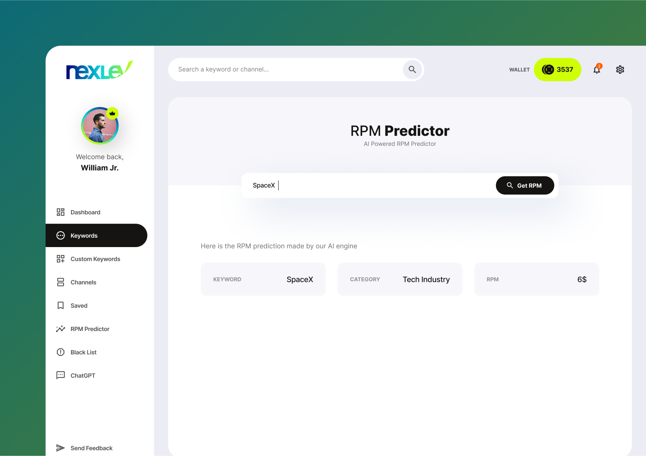 Nexlev - AI-Powered YouTube Niche Finder
