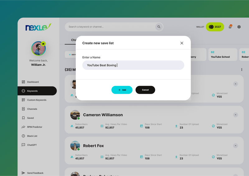 Nexlev - AI-Powered YouTube Niche Finder