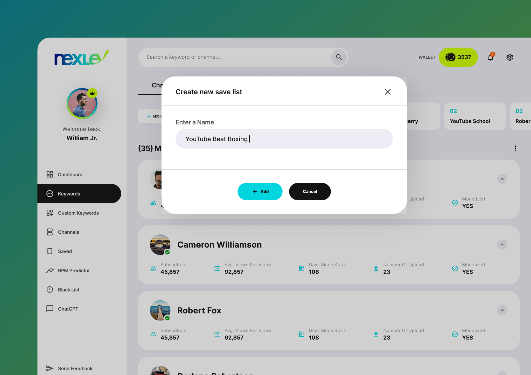 Nexlev - AI-Powered YouTube Niche Finder