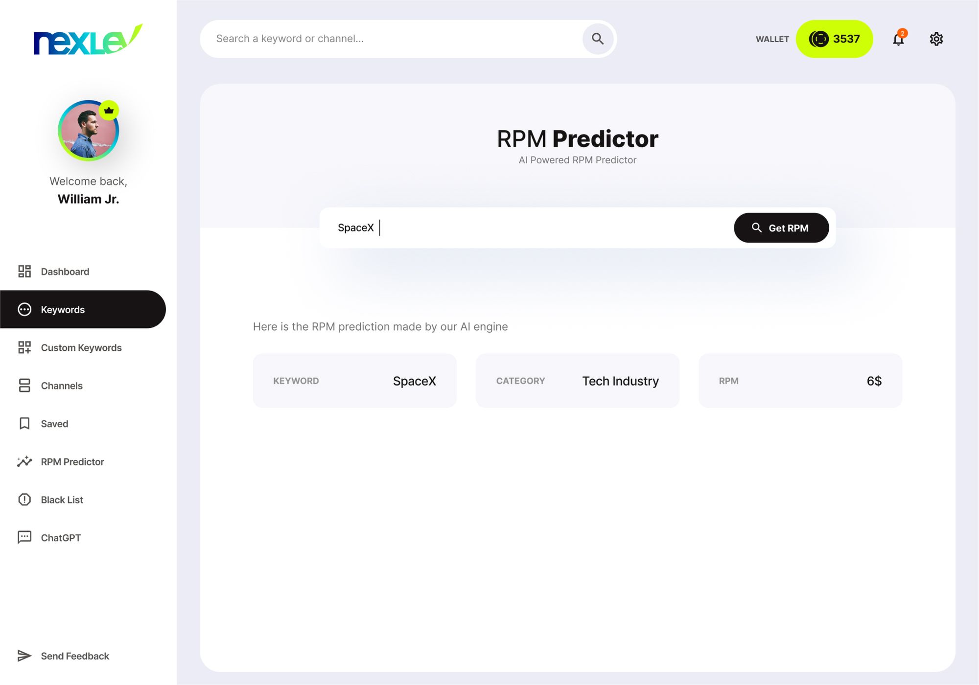 Nexlev - AI-Powered YouTube Niche Finder