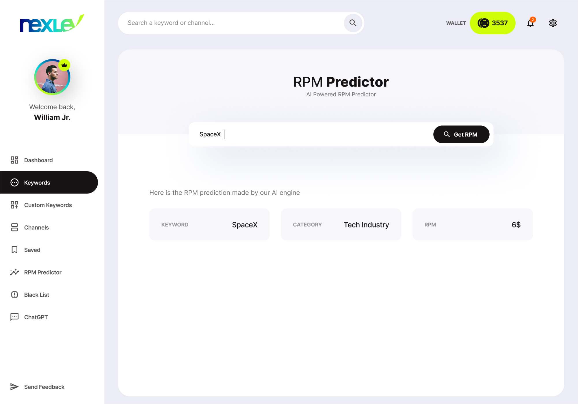 Nexlev - AI-Powered YouTube Niche Finder