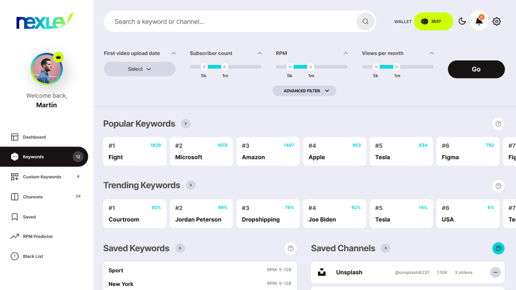 Nexlev - AI-Powered YouTube Niche Finder