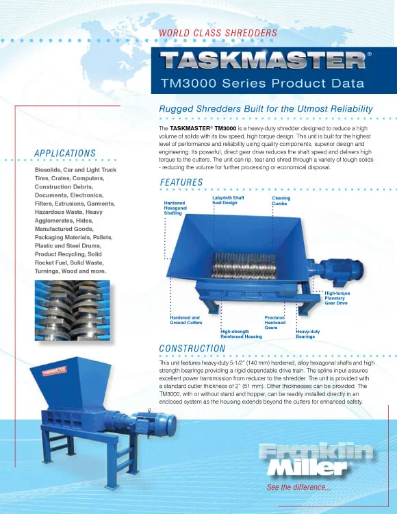 TASKMASTER TM3000 | Heavy Duty Industrial Shredder | Franklin Miller