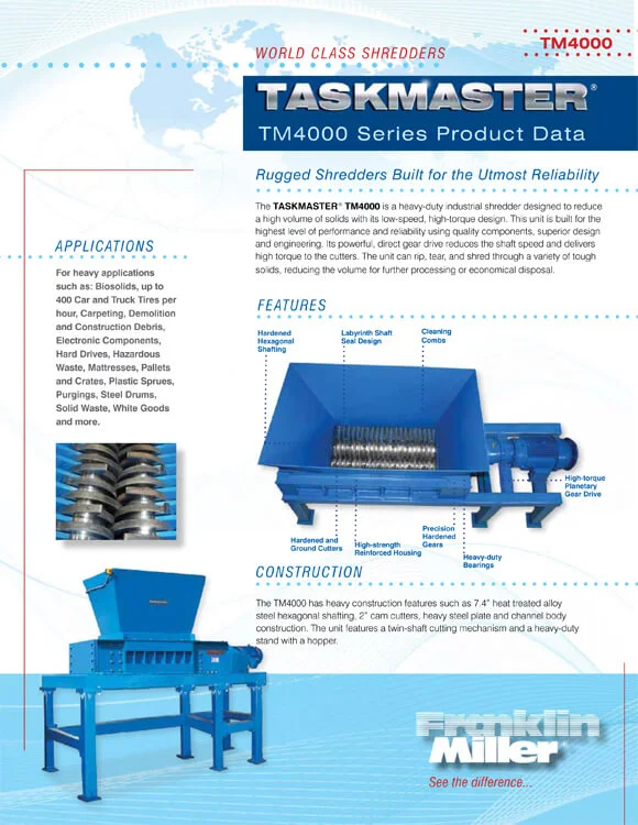 TASKMASTER TM4000 Shredder | Heavy Duty Industrial Sherdder