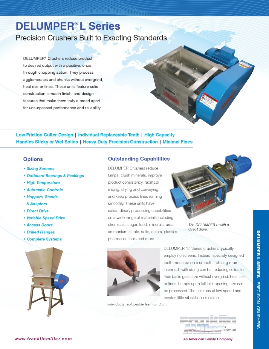 DELUMPER L Crusher | Fine Lump Breaker | Franklin Miller Inc